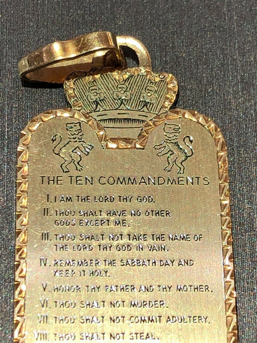 Vintage 14k Yellow Gold Ten Commandments Charm Pendant – BG